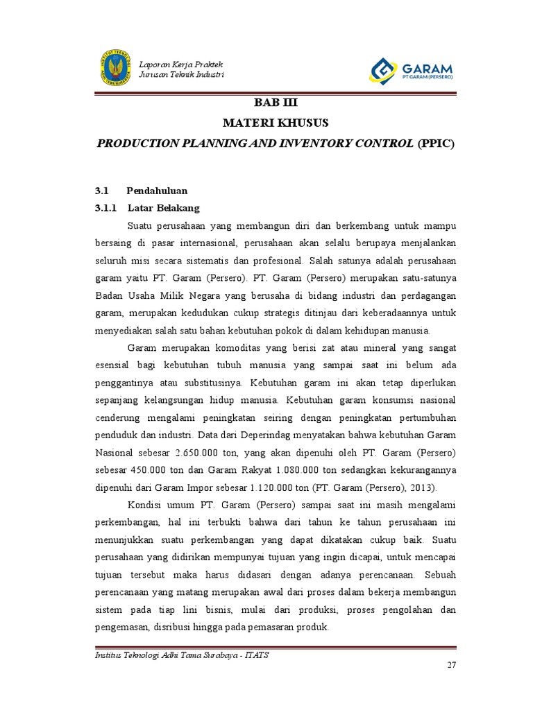 BAB III Materi Khusus PPIC | PDF