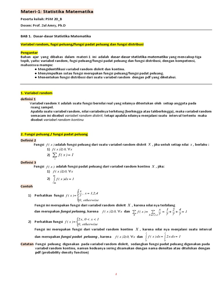 Za Materi 1 Mathstat | PDF