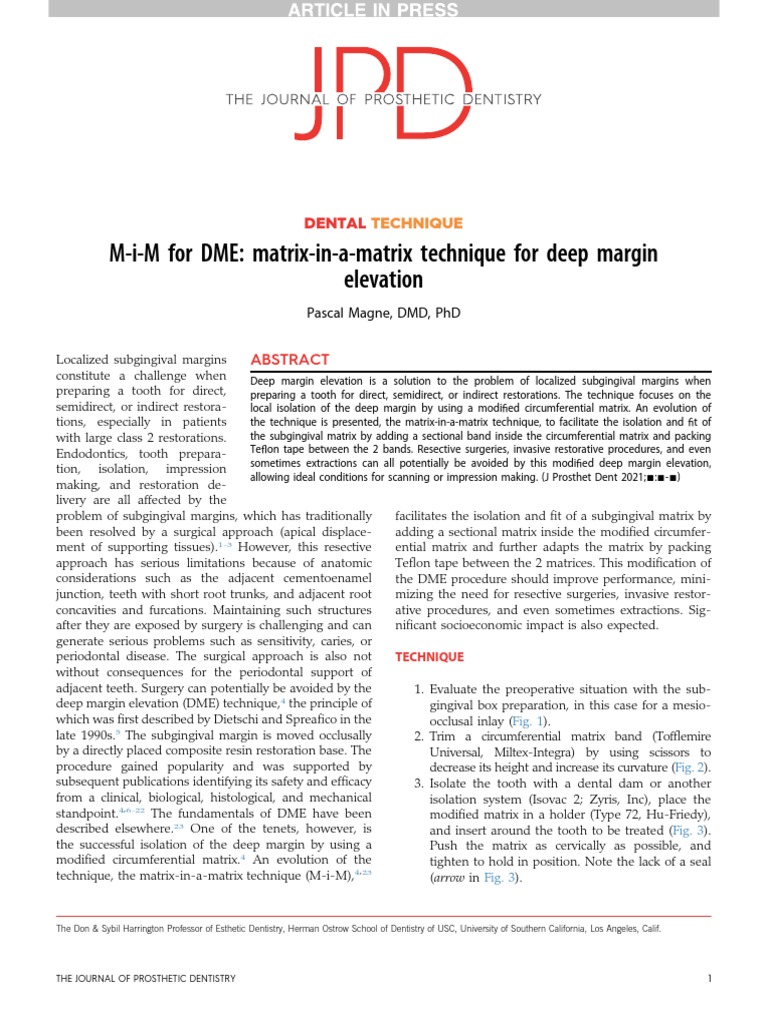 M-i-M For DME Matrix-In-A-Matrix Technique For Deep Margin Elevation ...