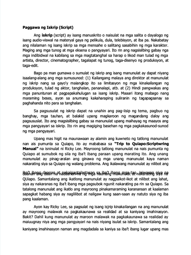 PDF Paggawa NG Iskrip - Compress | PDF