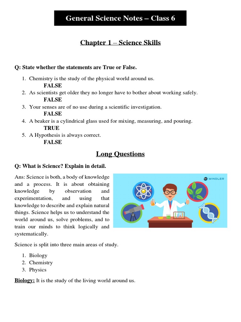 General Science Notes - Class 6 | PDF | Chemical Elements | Cell (Biology)