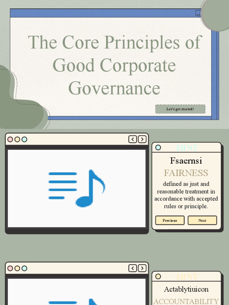 The Core Principles of Good Corporate Governance: Let's Get Started ...