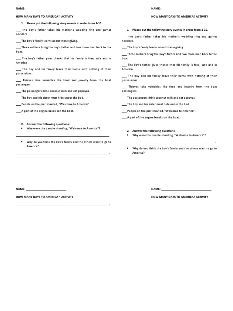 How Many Days To America | PDF