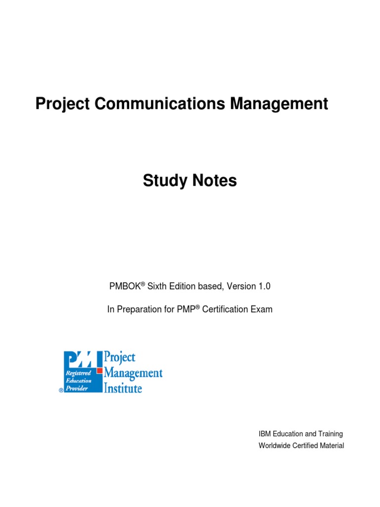 Project Communications Management: Pmbok Sixth Edition Based, Version 1 ...