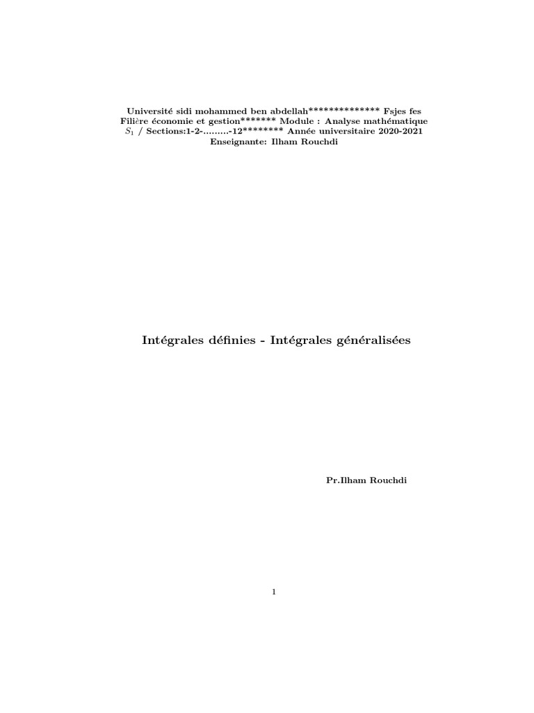 Cours sur les intégrales définies | PDF | Limite (mathématiques) | Intégral