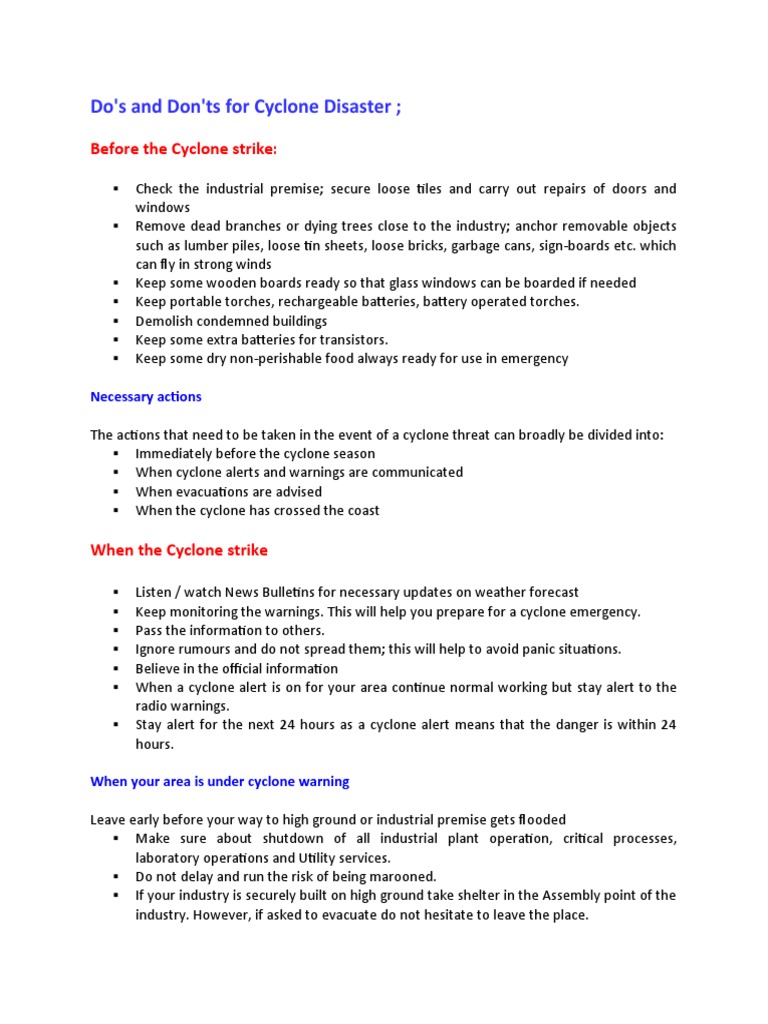 Industrial Cyclone Safety, Do's - Dont's - 2021 | PDF | Emergency ...