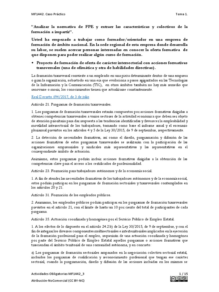 MF1442. Caso Práctico. Tema 1 | PDF | Economias