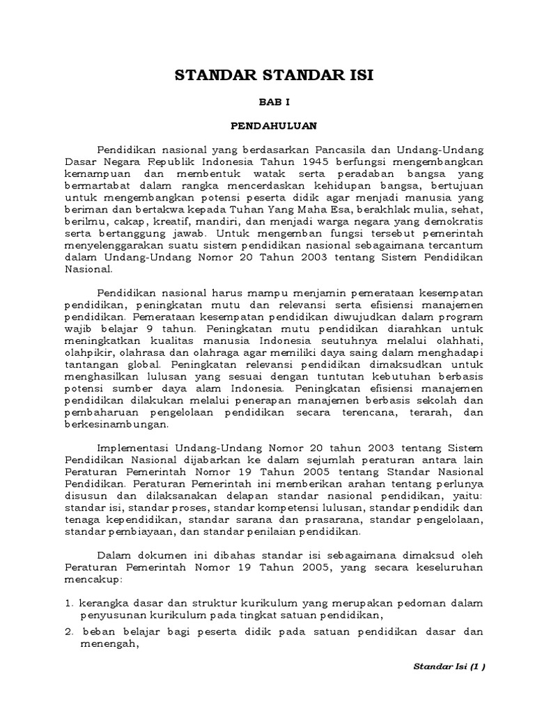 Standar Isi Pendidikan Nasional 2021 | PDF