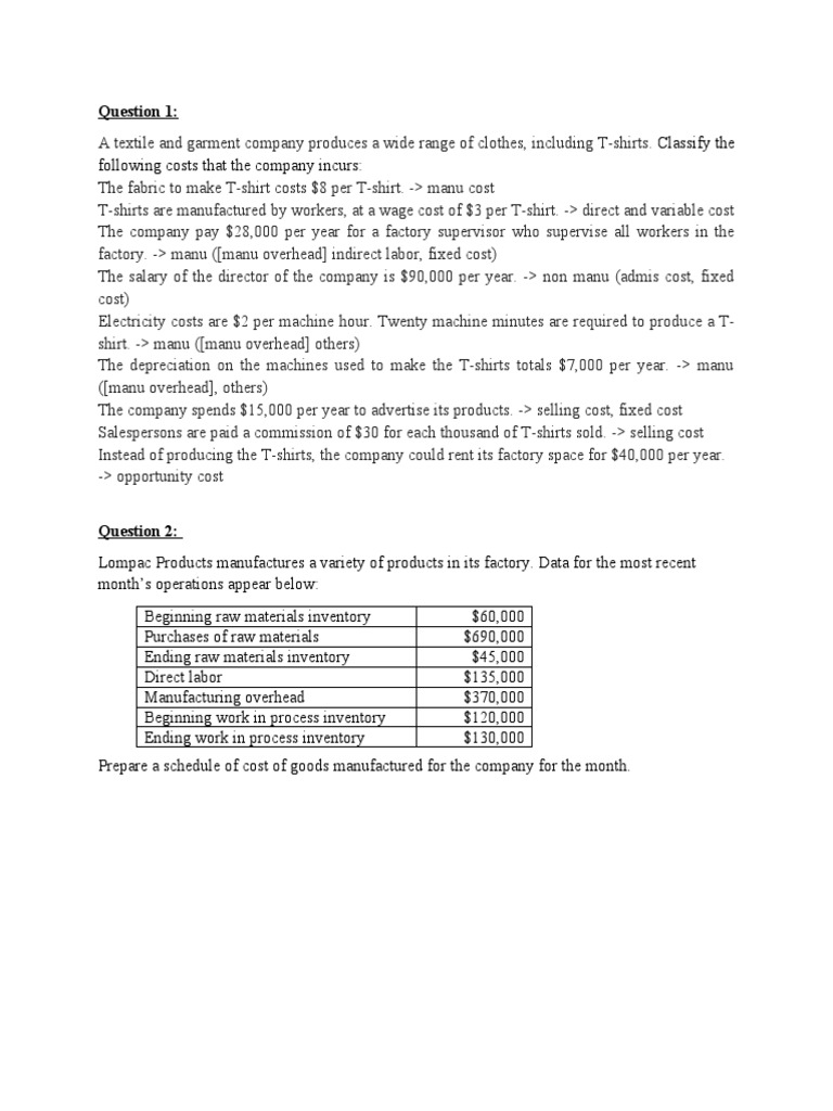 Cost Accounting Problems: Calculating Cost of Goods Manufactured ...
