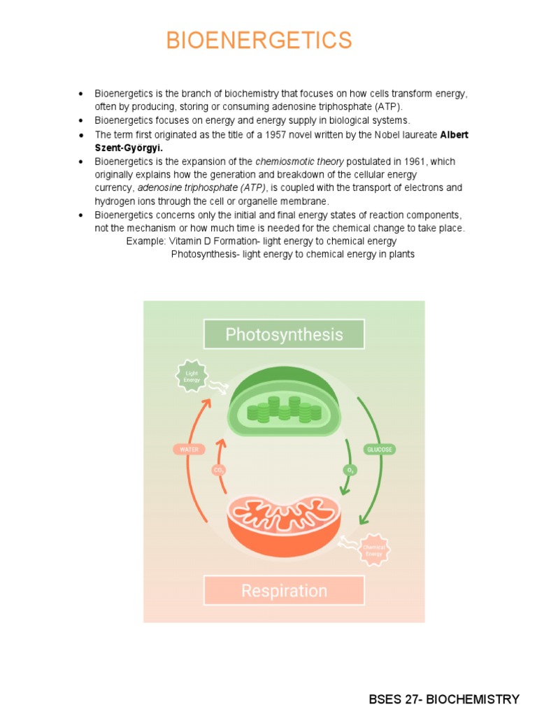 LECTURE NOTES Bioenergetics | PDF | Diet & Nutrition | Chemistry