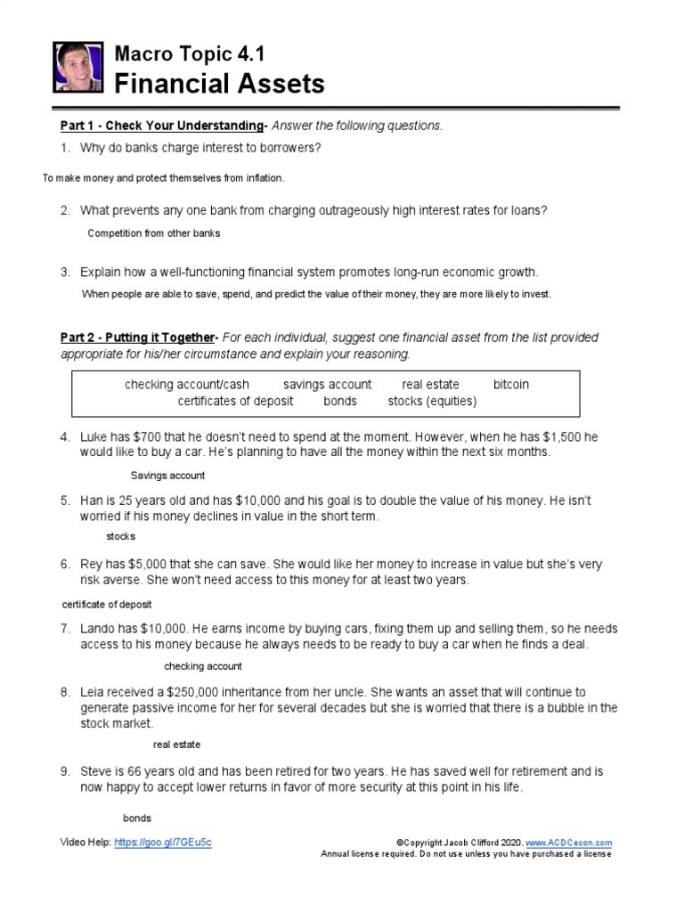 Financial Assets: Macro Topic 4.1 | PDF | Money | Interest
