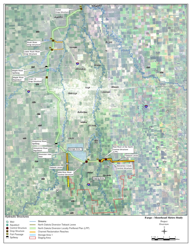 Fargo Flood Diversion Project Overview Map | PDF | Fargo | Water Management
