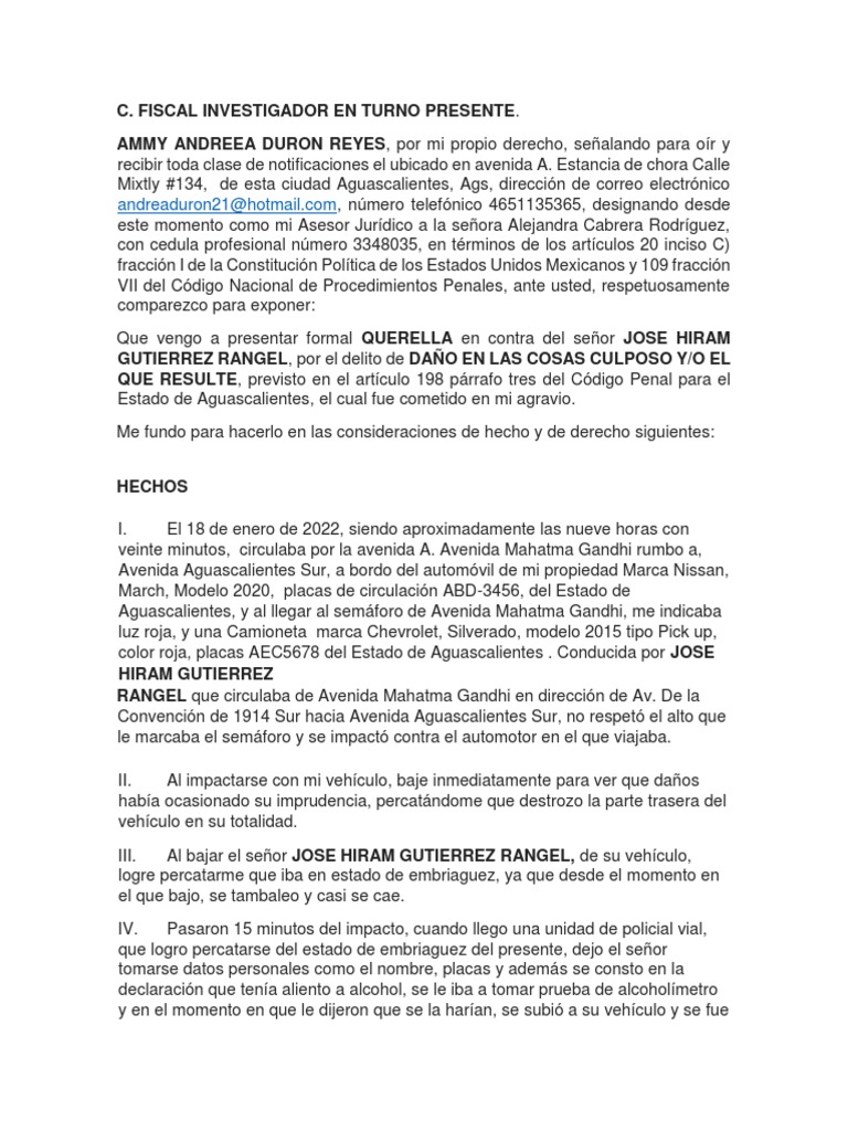 Querella F | PDF | Queja | Justicia