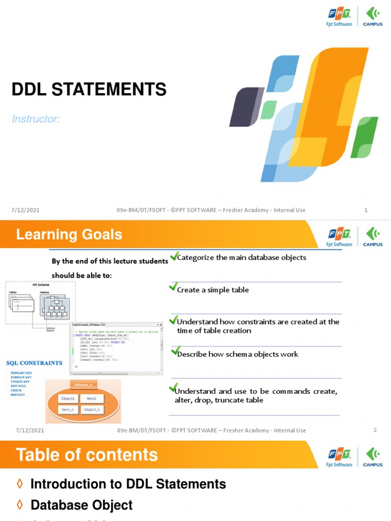 DDL Statements: Instructor | PDF | Software | Data Management