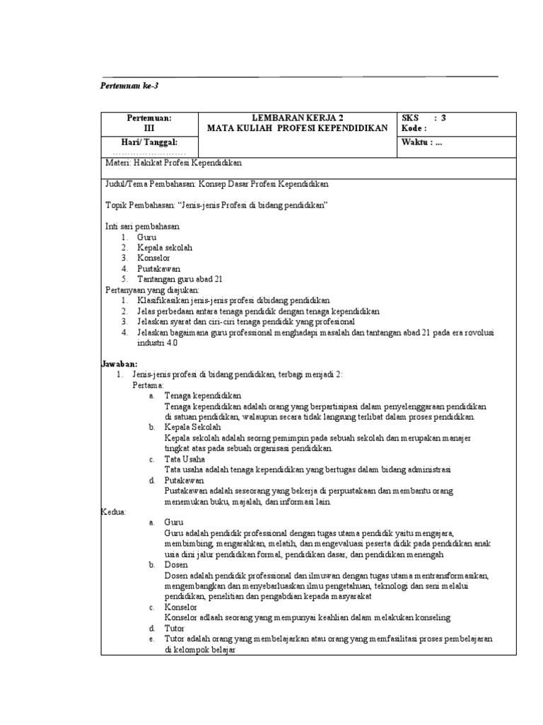 Jenis Profesi dalam Pendidikan Abad 21 | PDF | Karier & Perkembangan