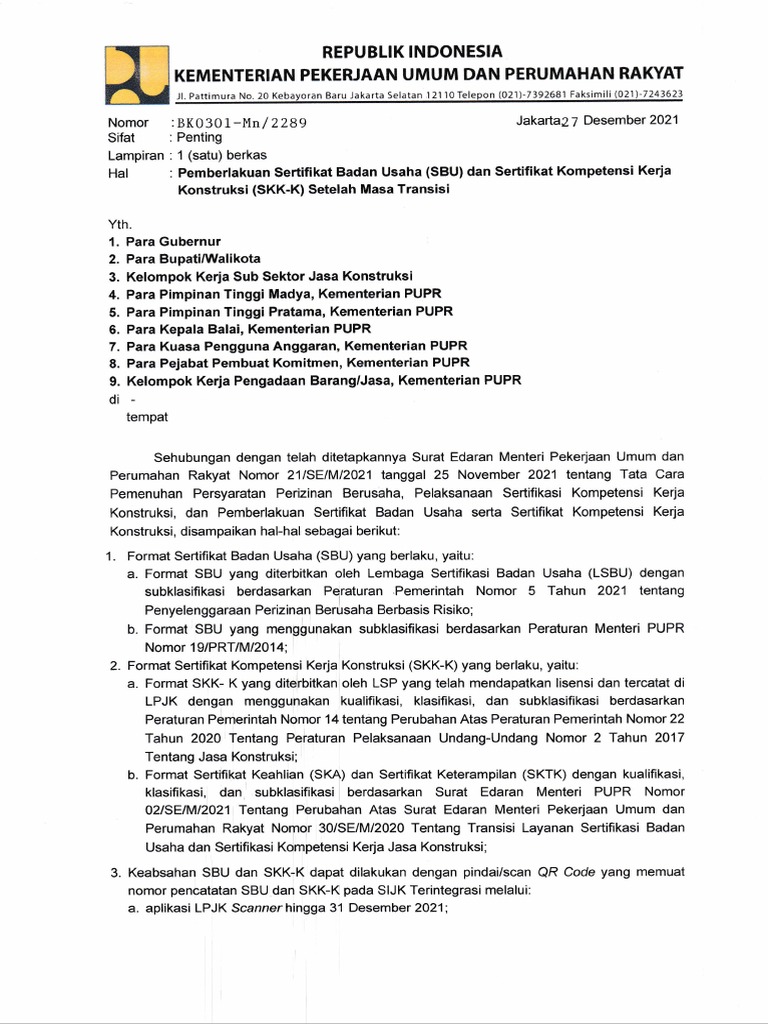 SURAT BK0301 Mn2289 FORTAM SBU YANG BERLAKU DAN SURAT KETERANGAN PROSES PERPANJANG SBU | PDF