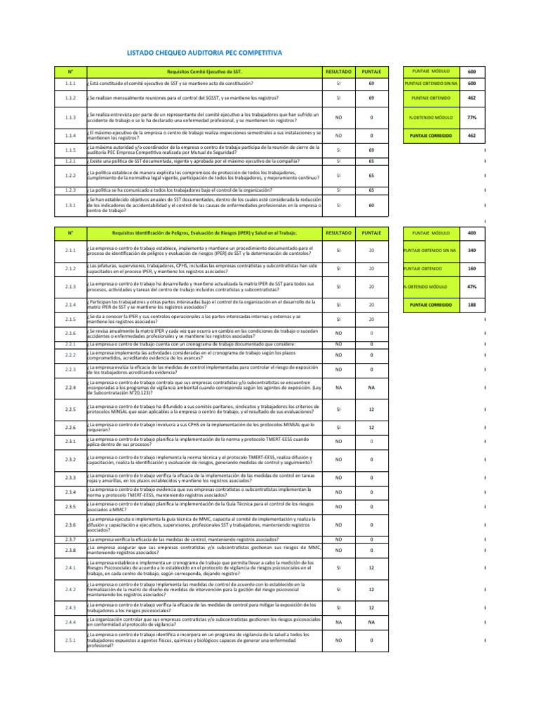 V8, Preauditoría - Check List PEC - Competitivo - Bermas Quellón - CVV ...