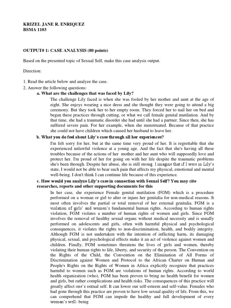 Case Study No. 1 (L8) | PDF | Female Genital Mutilation | Woman