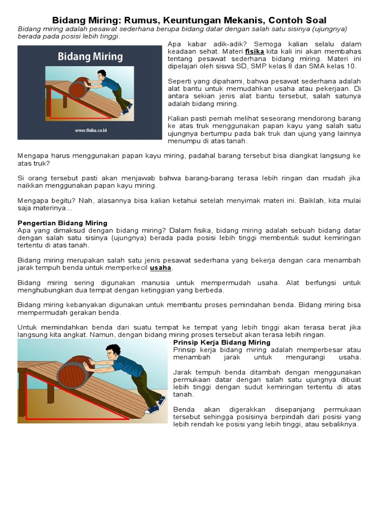 Rumus dan Contoh Bidang Miring Fisika | PDF | Metode & Bahan Ajar