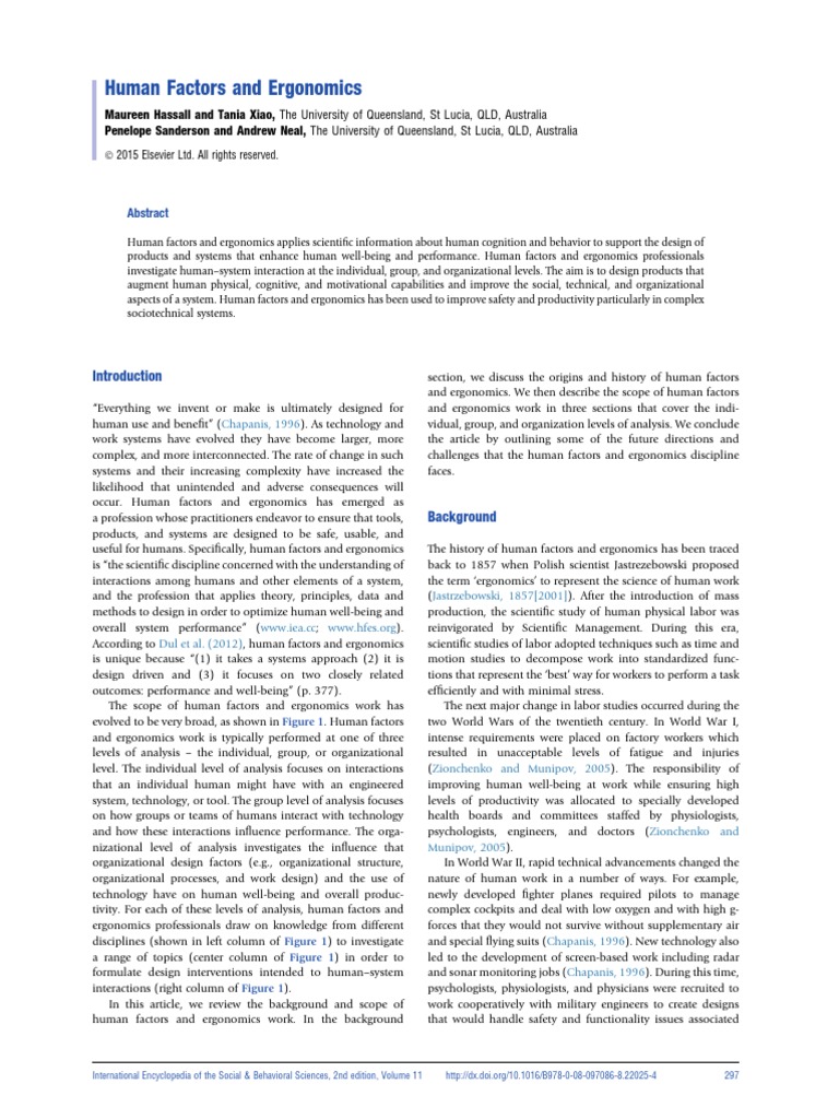 (2015) Human Factors & Ergonomics | PDF | Human Factors And Ergonomics ...