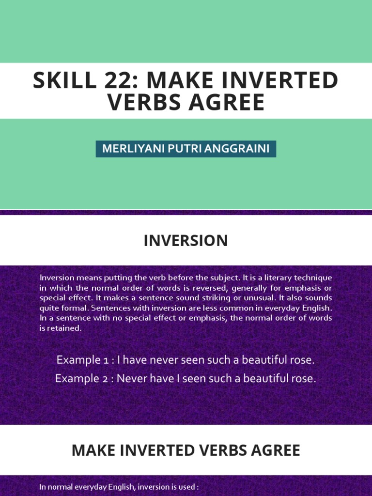 Inverted Verb Agreement Guide | PDF