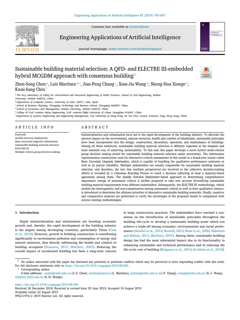 Sustainable Building Material Selection A QFD A - 2019 - Engineering ...