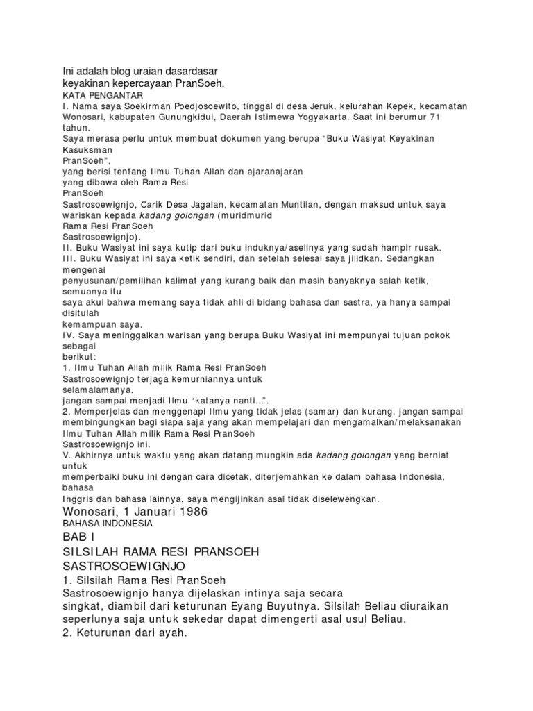 Kawruh Kasuksman Pran Soeh Indonesia | PDF