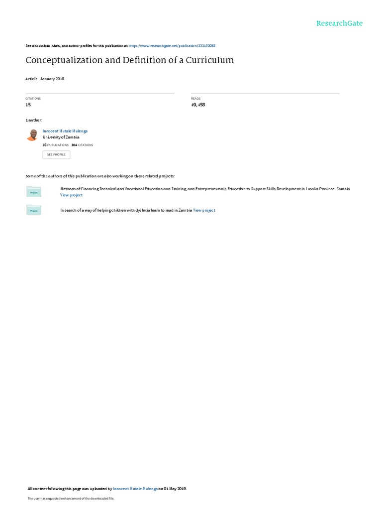 Definition of A Curriculum | PDF | Curriculum | Experience