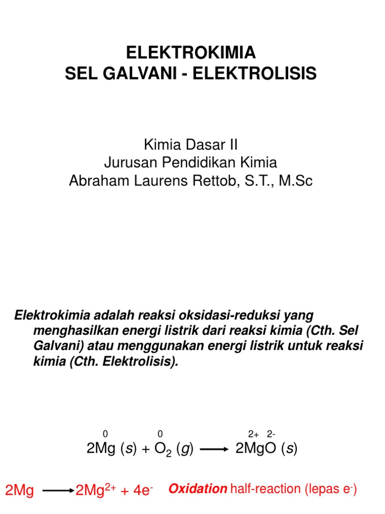 Elektrokimia (Sel Galvani & Sel Elektrolisis) | PDF
