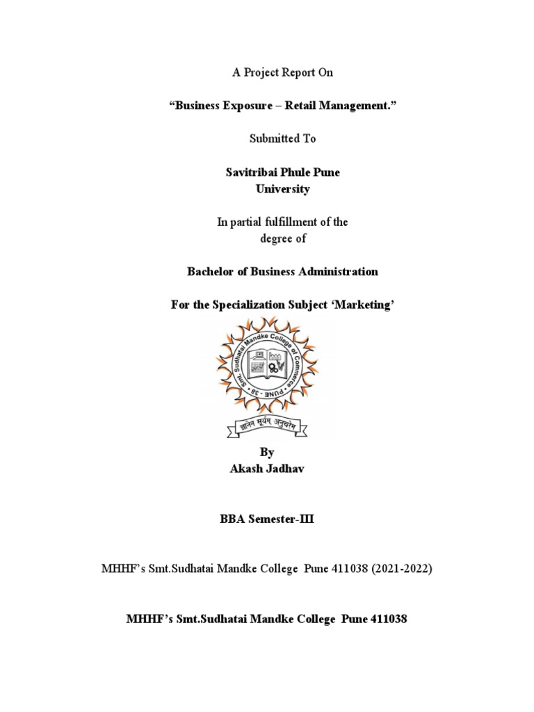 Retail Management Project Report | PDF | Retail | Retailing