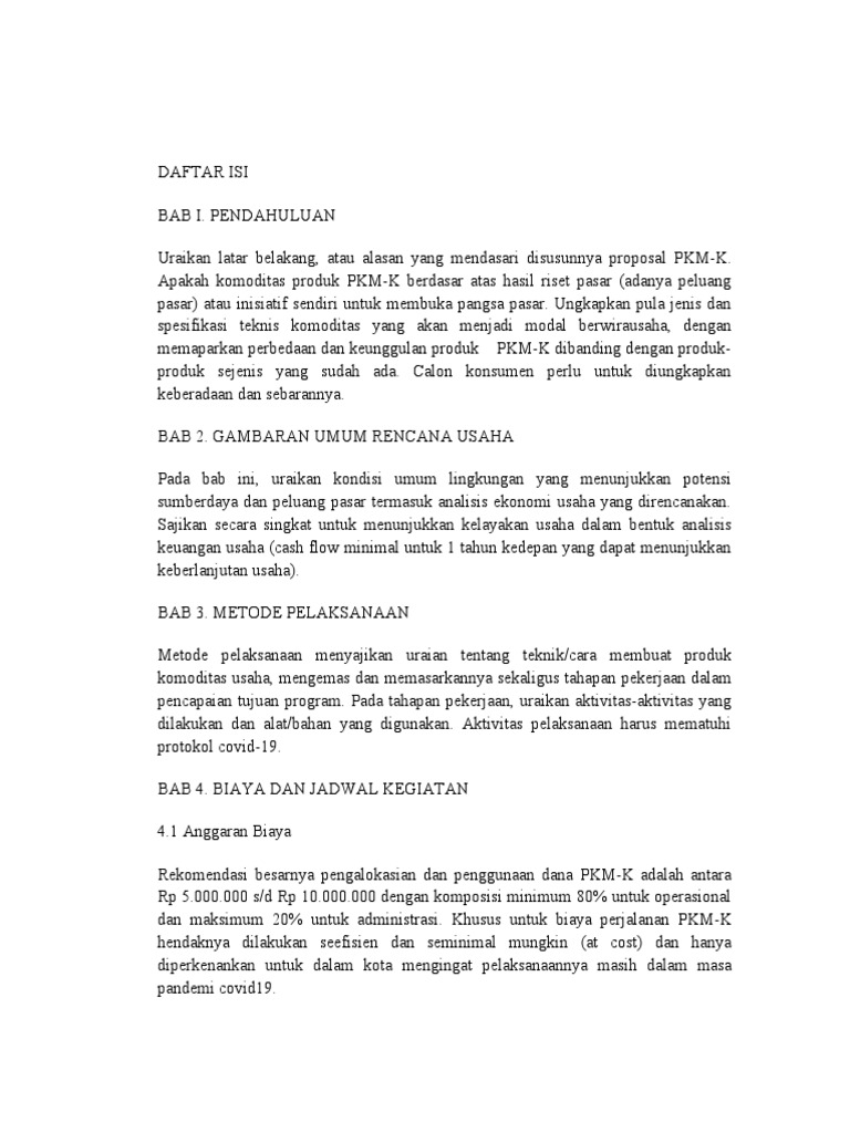 Panduan Proposal PKM-K 2 | PDF