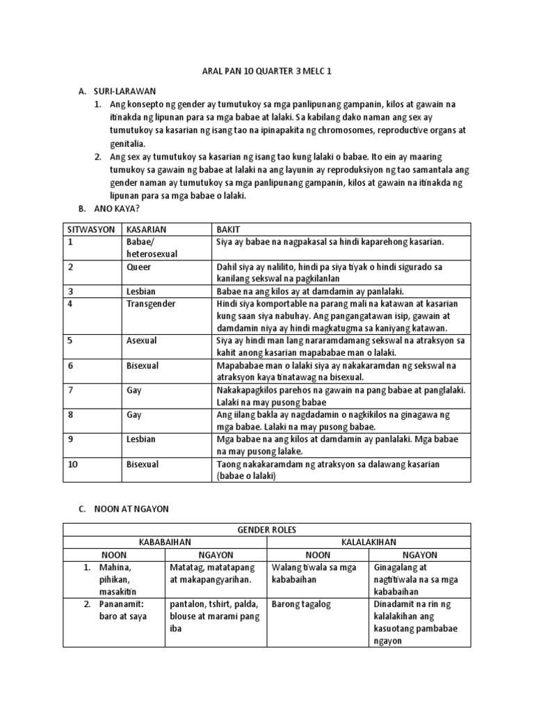 Aral Pan 10 Quarter 3 Melc 1 | PDF