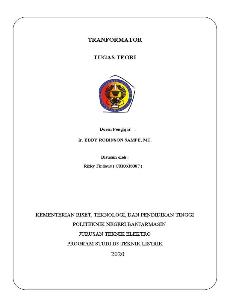 Tugas Transformator Rizky Firdaus Listrik 4C | PDF