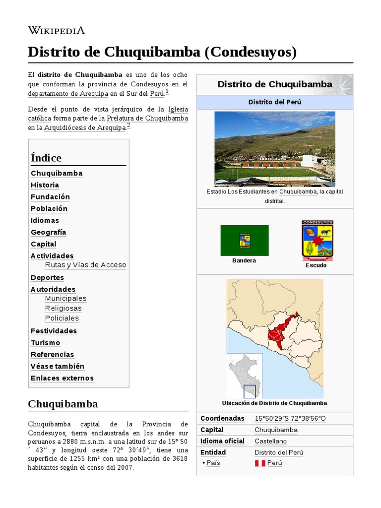 Distrito de Chuquibamba (Condesuyos) | PDF