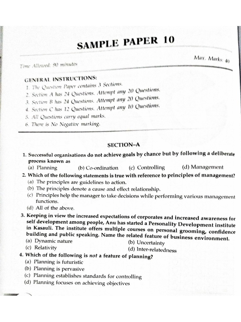 BS Sample Paper - 10 APC | PDF