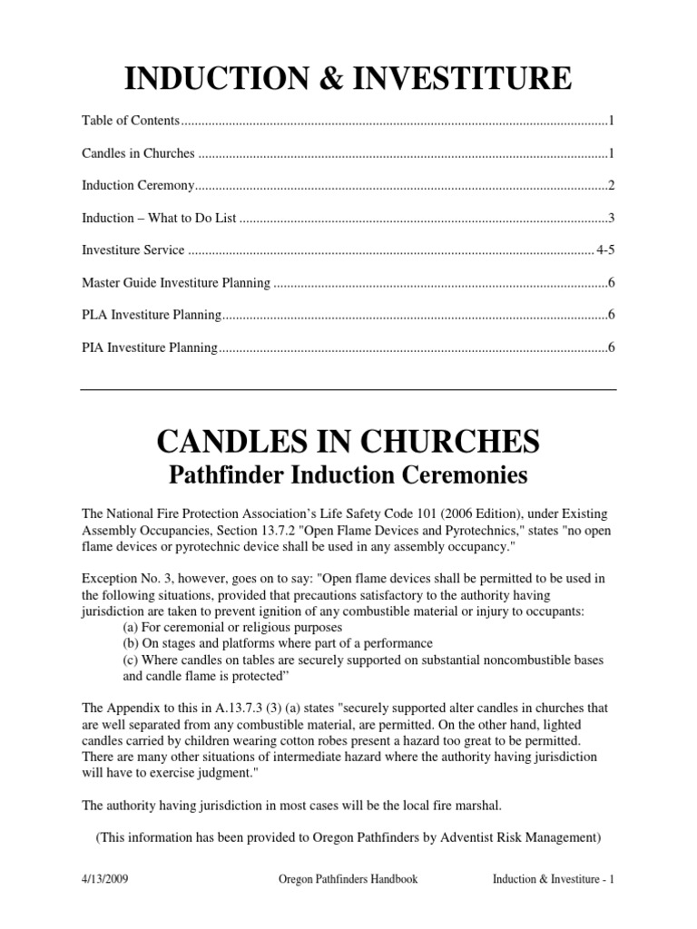 Pathfinder Induction & Investiture Guide | PDF | Pyrotechnics | Candle