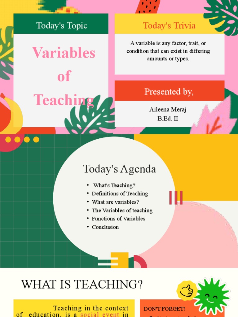 Understanding Teaching Variables | PDF | Teachers | Medical Diagnosis