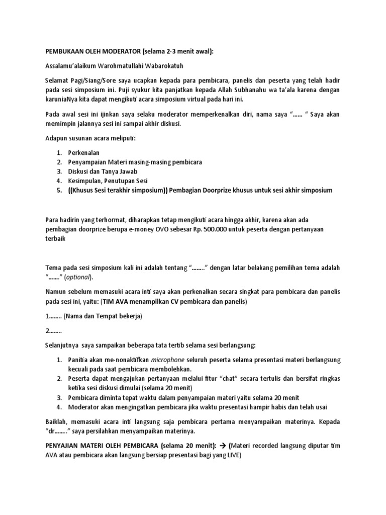 CUE CARDS MODERATOR Symposium | PDF