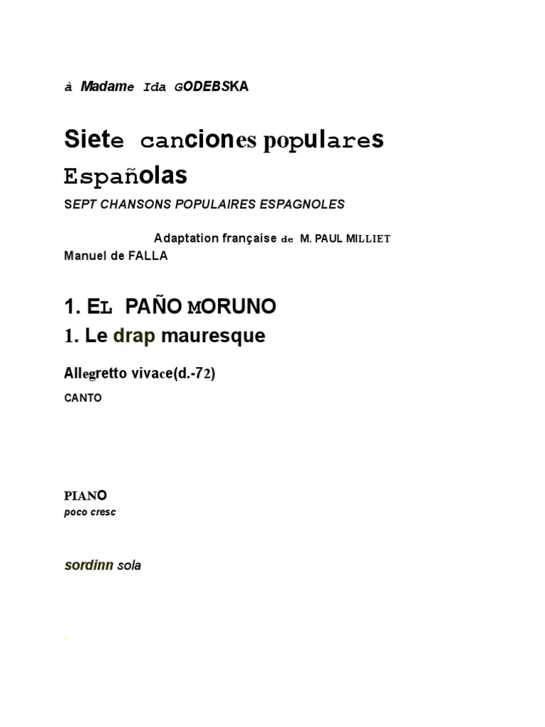 Siete Canciones Populares Espa Olas | PDF | Las artes escénicas | Poética