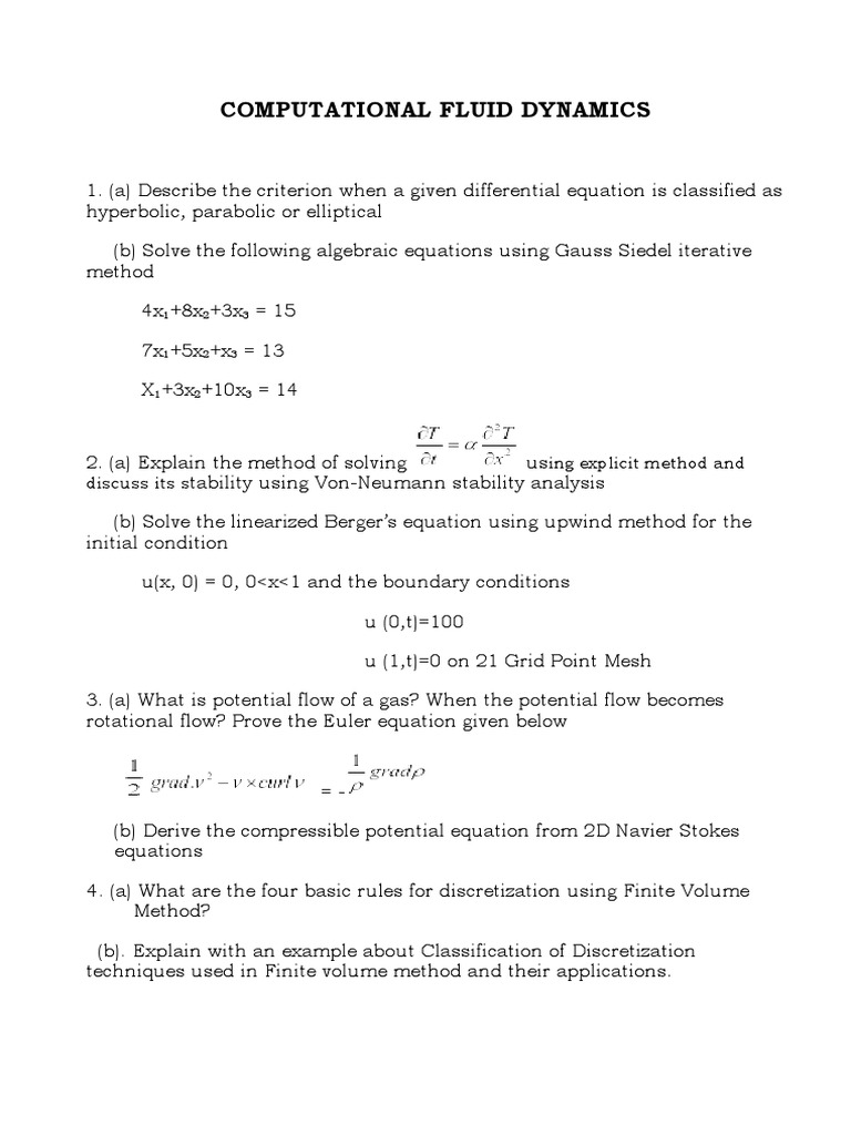 Computational Fluid Dynamics Question Paper | PDF