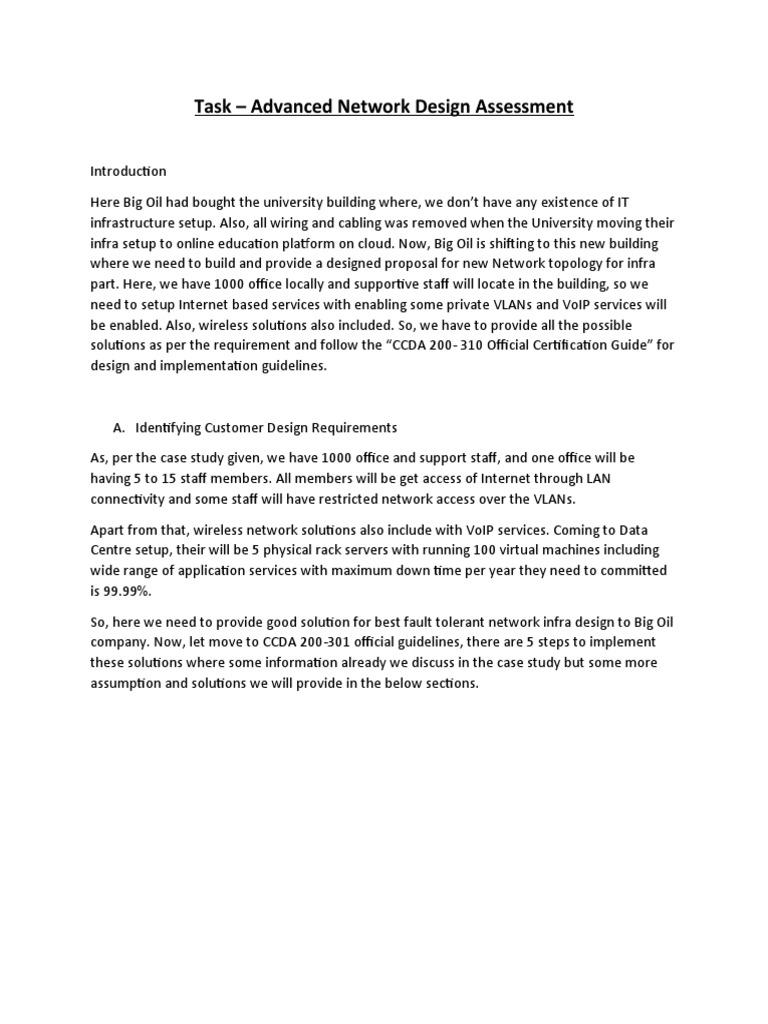 Advanced Network Design-Assessment | PDF | Computer Network | Network Switch