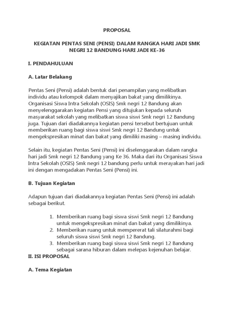 Proposal Pensi | PDF