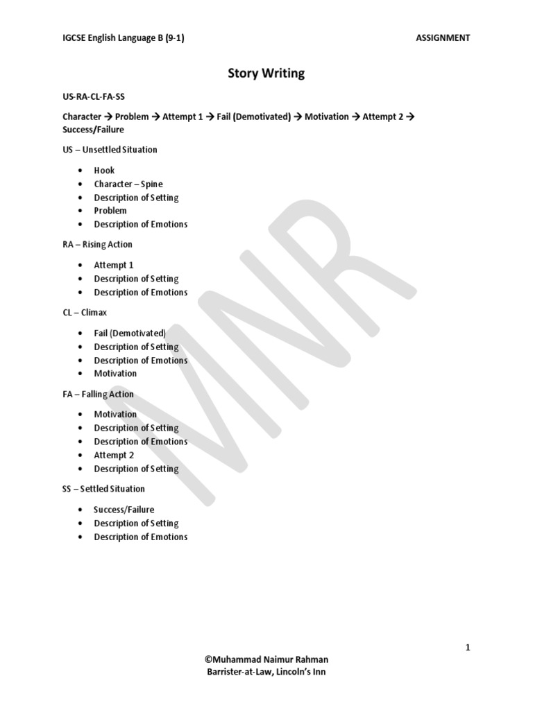 Story Writing: IGCSE English Language B (9-1) Assignment | PDF ...