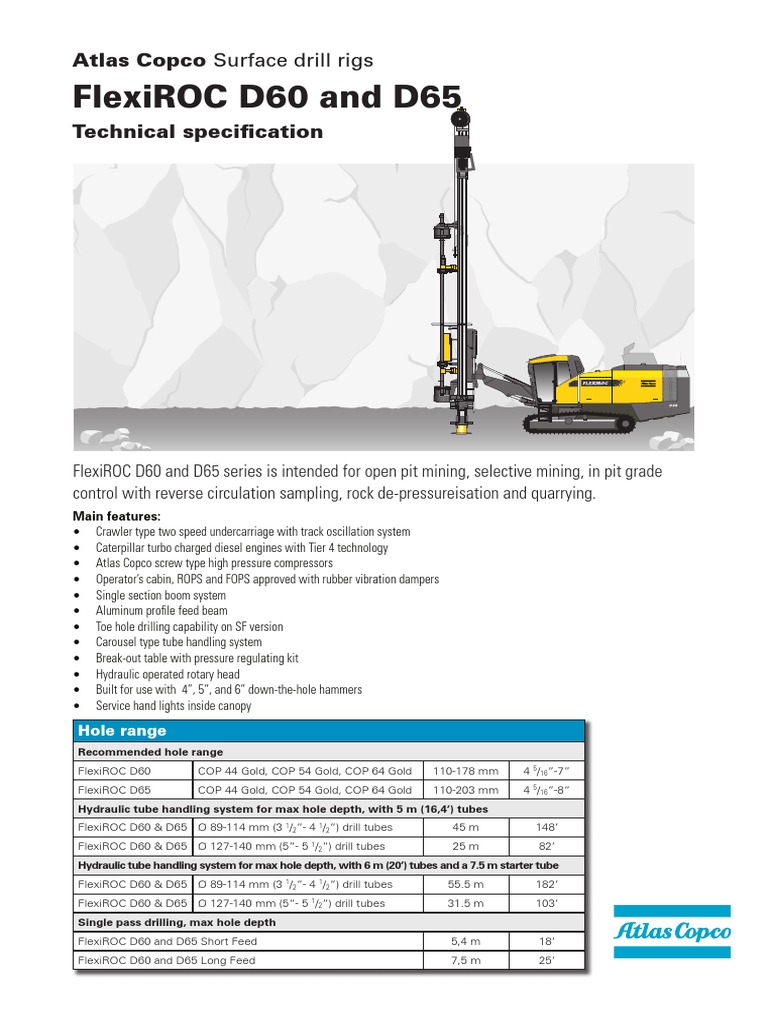 Flexiroc D60 and D65: Atlas Copco Surface Drill Rigs | Download Free ...