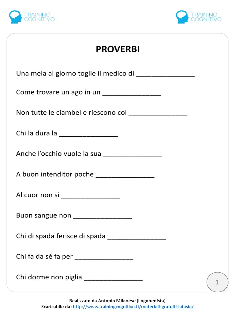15 Schede Su Proverbi e Modi Di Dire in Italiano | PDF
