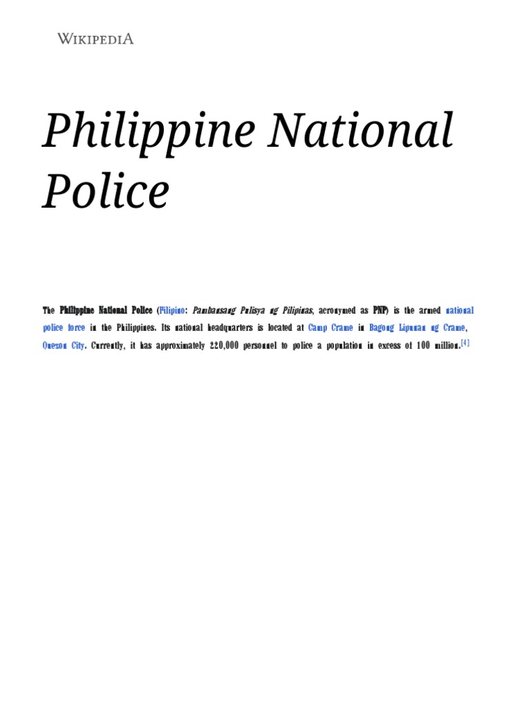 Philippine National Police Wikipedia Pdf Crime Violence