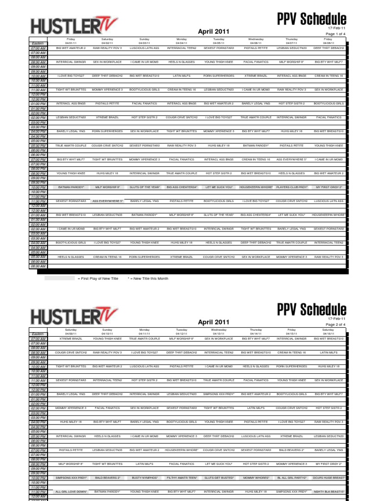 April 2011 PPV Schedule Overview | PDF | Slang | Sexual Slang