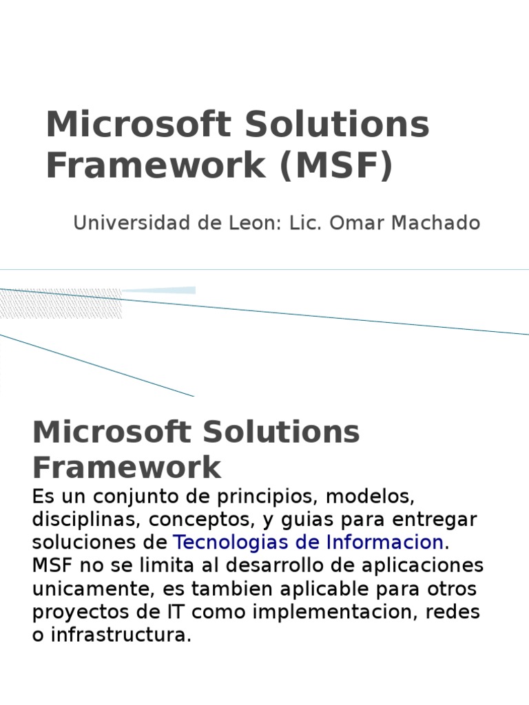 Microsoft Solutions Framework Msf Pdf Marco De Software Áreas De Informática