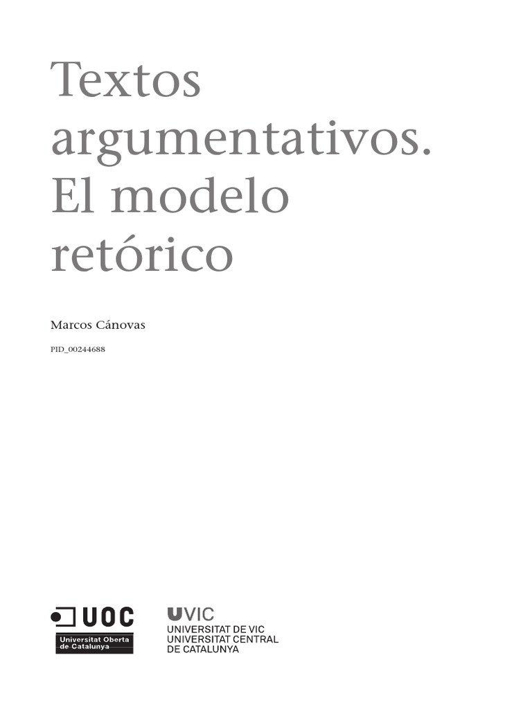 Textos Argumentativos, El Modelo Retorico | PDF | Retórica | Cognición
