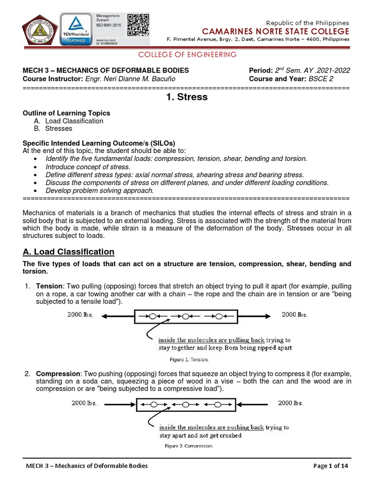 Learning Module No. 1 | PDF | Stress (Mechanics) | Force